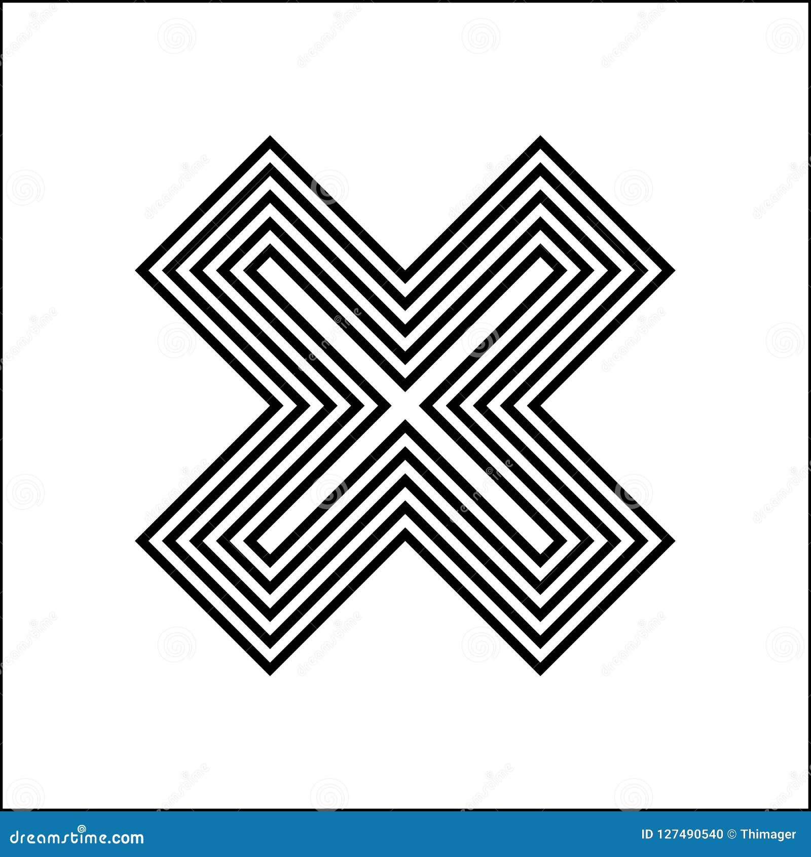 Black and White Multiply Symbol on White Background. Stock Illustration ...