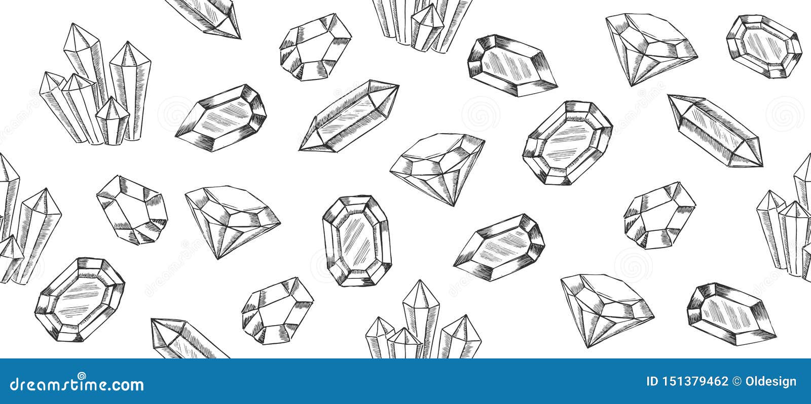 Geometric Crystals Pattern with and Minerals. Stock Illustration ...