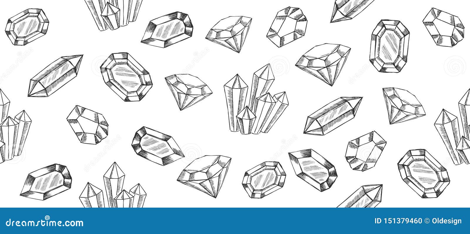 Geometric Crystals Pattern with and Minerals. Stock Illustration ...