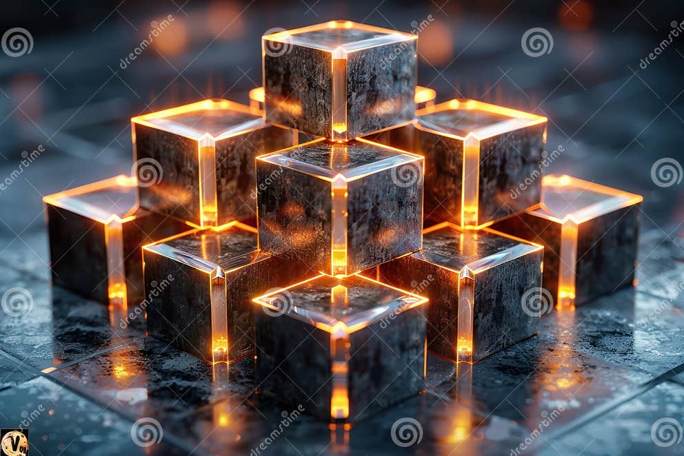 Geometric Cube Compositions - 3D Render Collection Stock Illustration ...