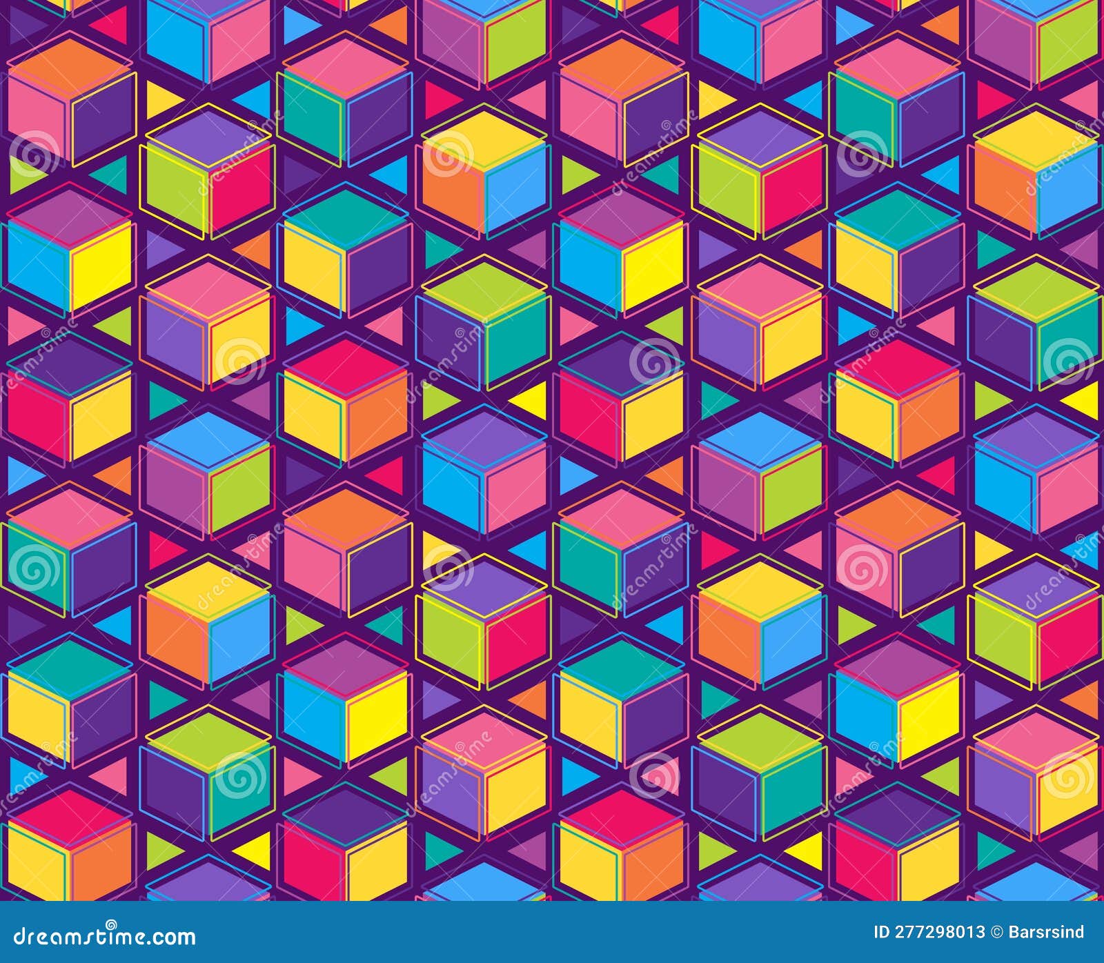 Geometric Cube Disco 80 Seamless Pattern Stock Vector - Illustration of ...