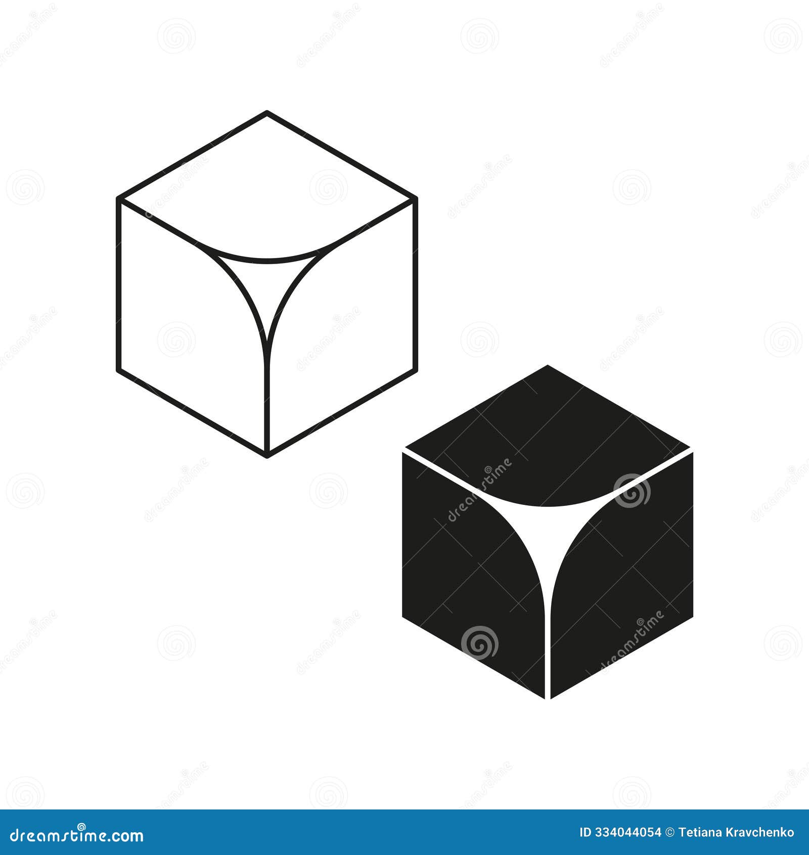 Geometric Cube Icon. Minimalist Shape Design. Monochrome Cube Figure ...
