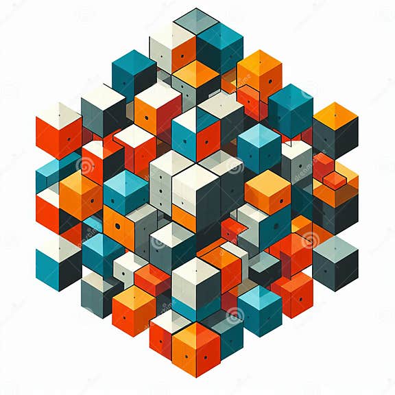 Geometric Cube Pattern a Pattern of Repeating Cube Shapes in Ar Stock Illustration ...