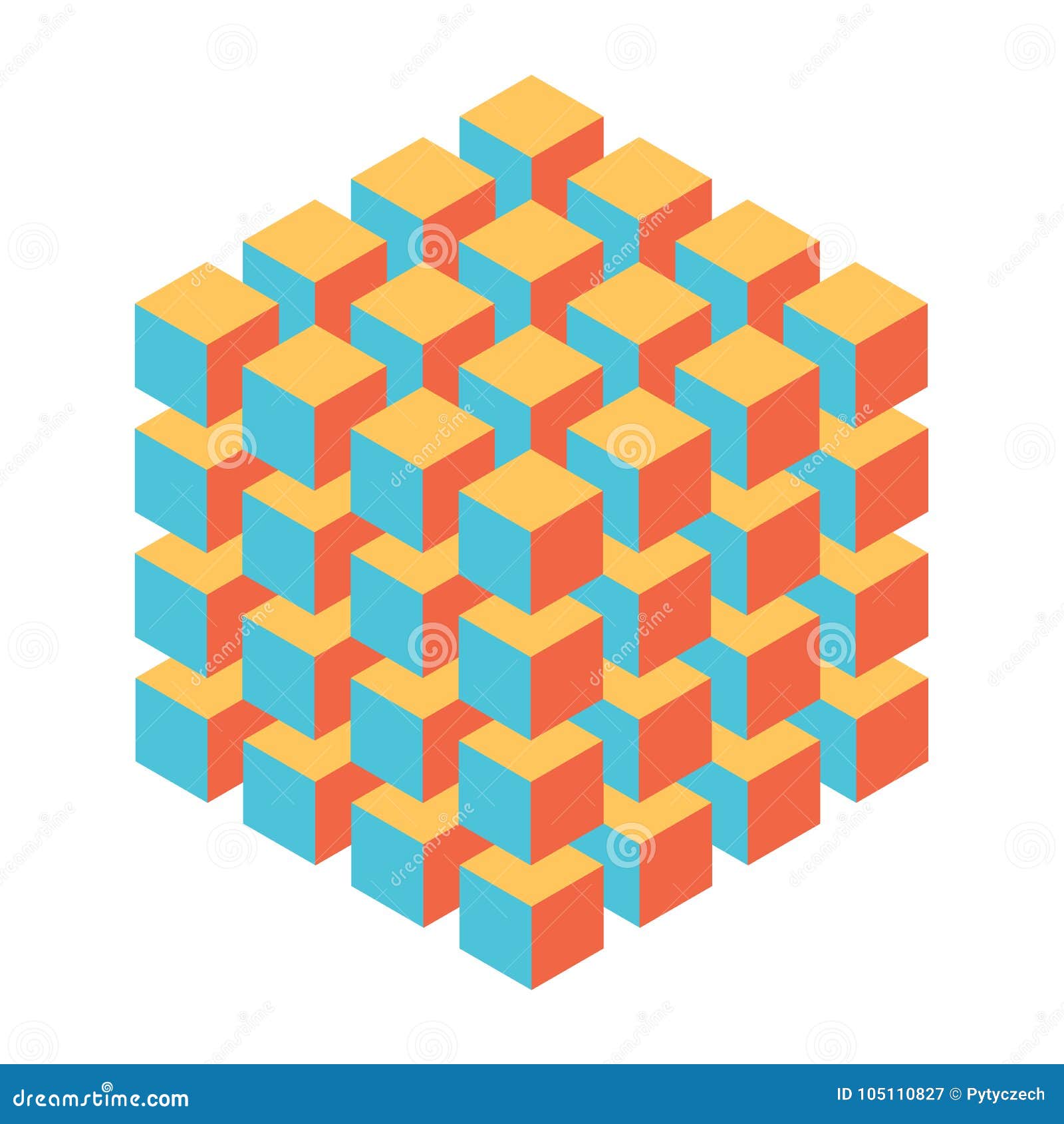 Geometric Cube of Smaller Isometric Cubes Stock Vector - Illustration ...