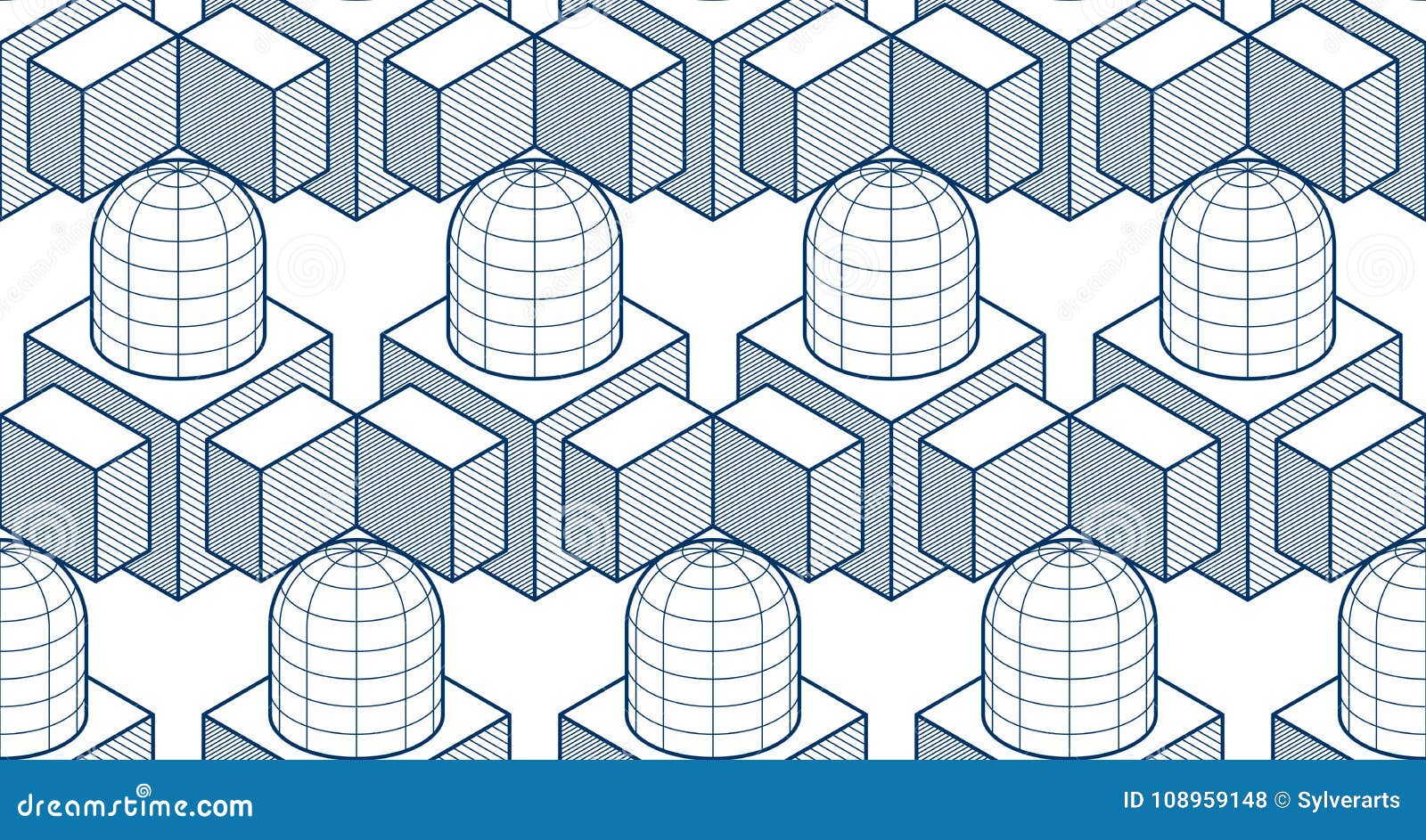 Geometric Cubes Abstract Seamless Pattern, 3d Vector Background. Stock ...