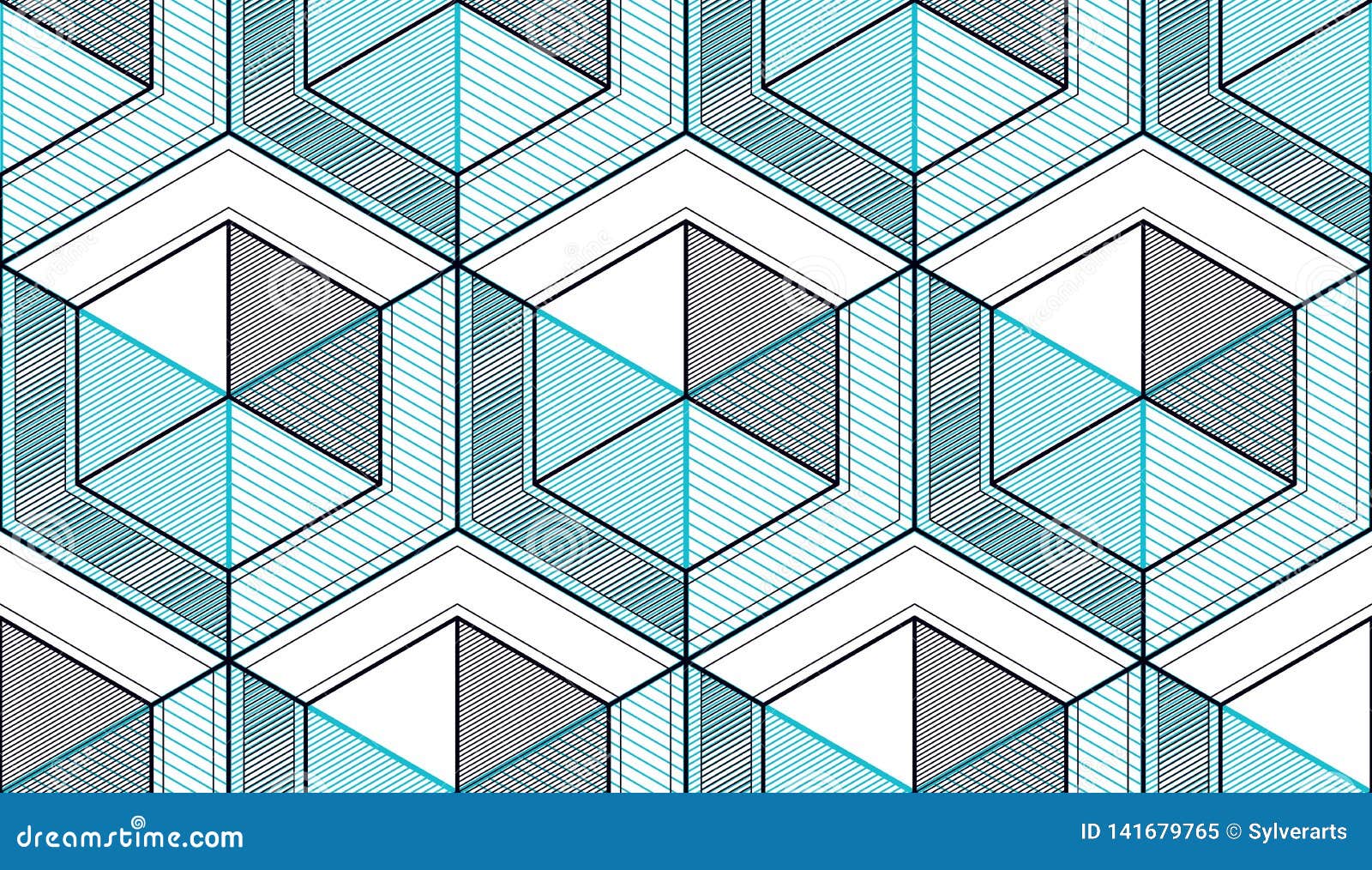 Geometric Cubes Abstract Seamless Pattern, 3d Vector Background ...