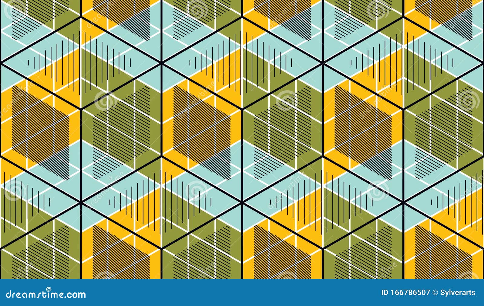 Geometric Cubes Abstract Seamless Pattern, 3d Vector Background ...