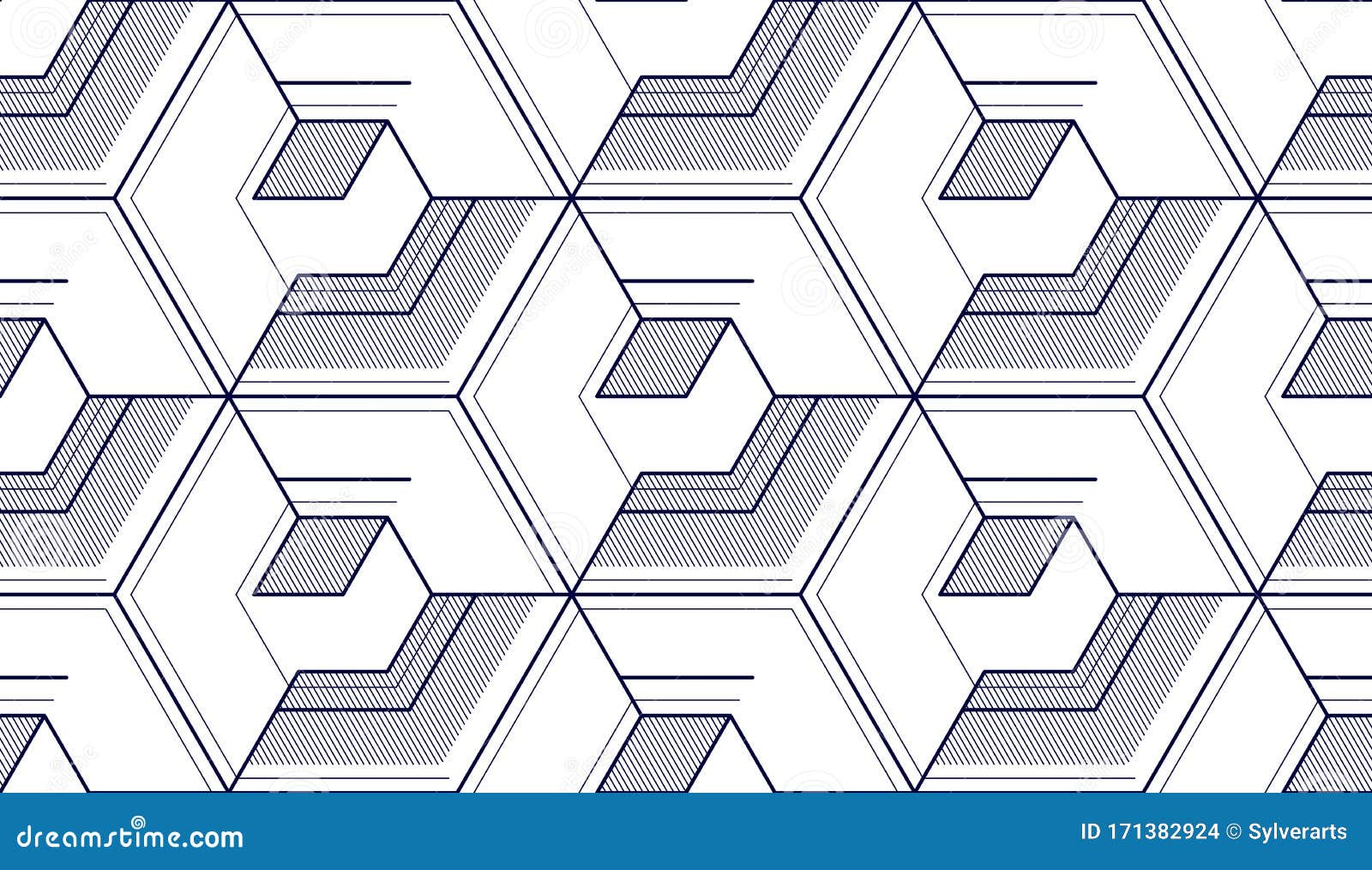 Geometric Cubes Abstract Seamless Pattern, 3d Vector Background ...