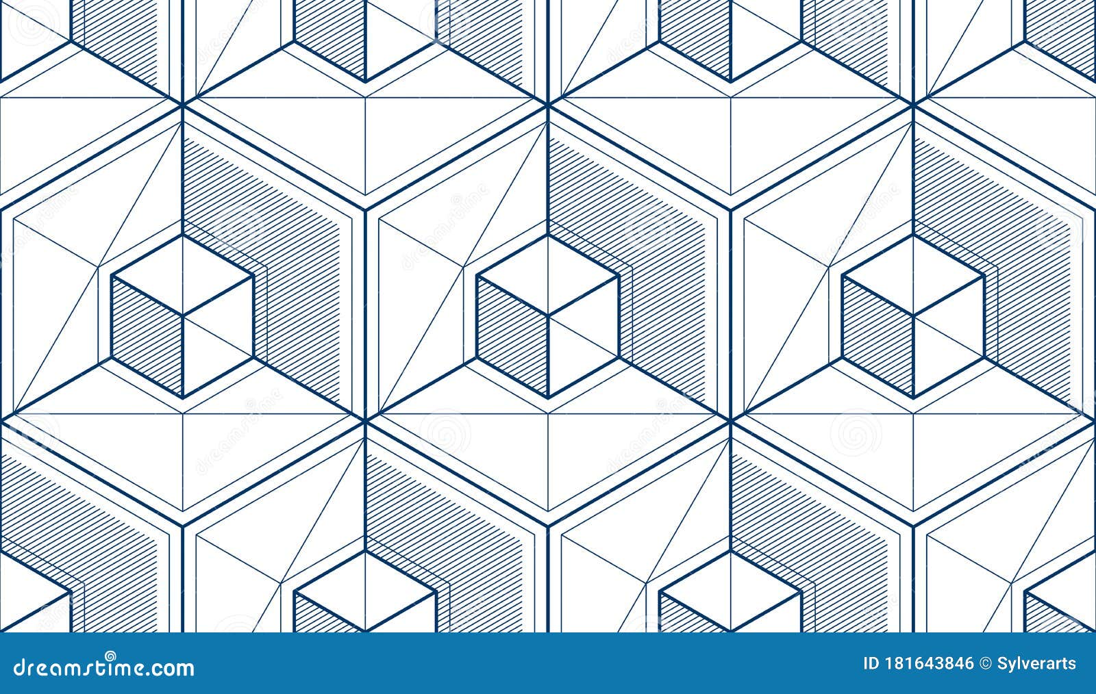 Geometric Cubes Abstract Seamless Pattern, 3d Vector Background ...