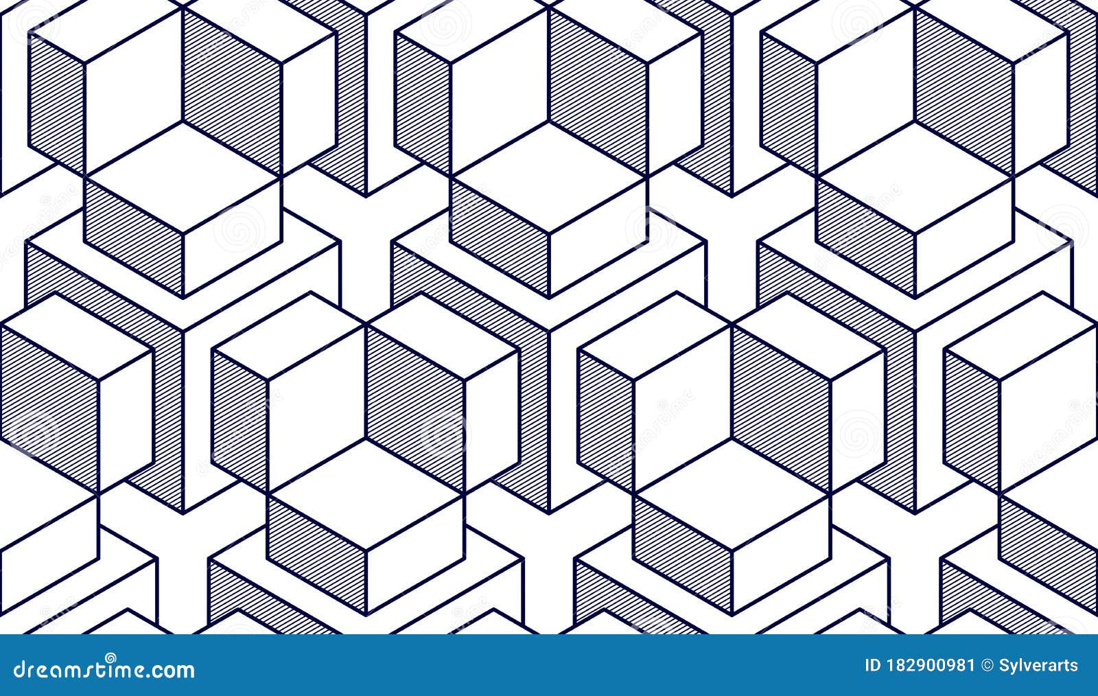 Geometric Cubes Abstract Seamless Pattern, 3d Vector Background ...
