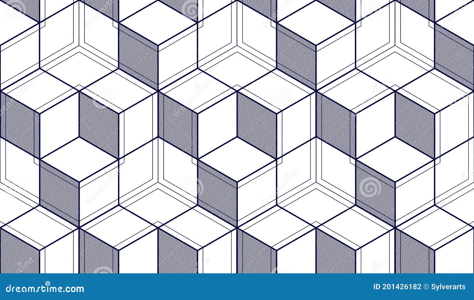 Geometric Cubes Abstract Seamless Pattern, 3d Vector Background ...