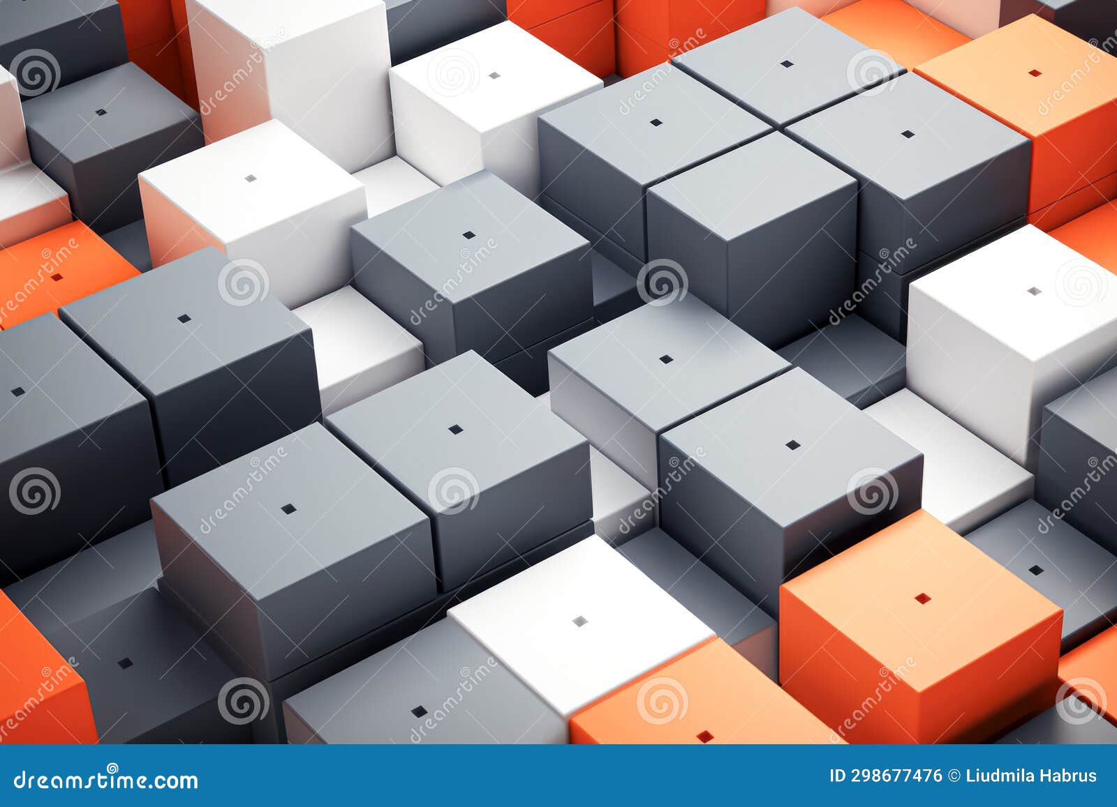 Geometric Cubes in Grey and Orange Background Stock Illustration ...