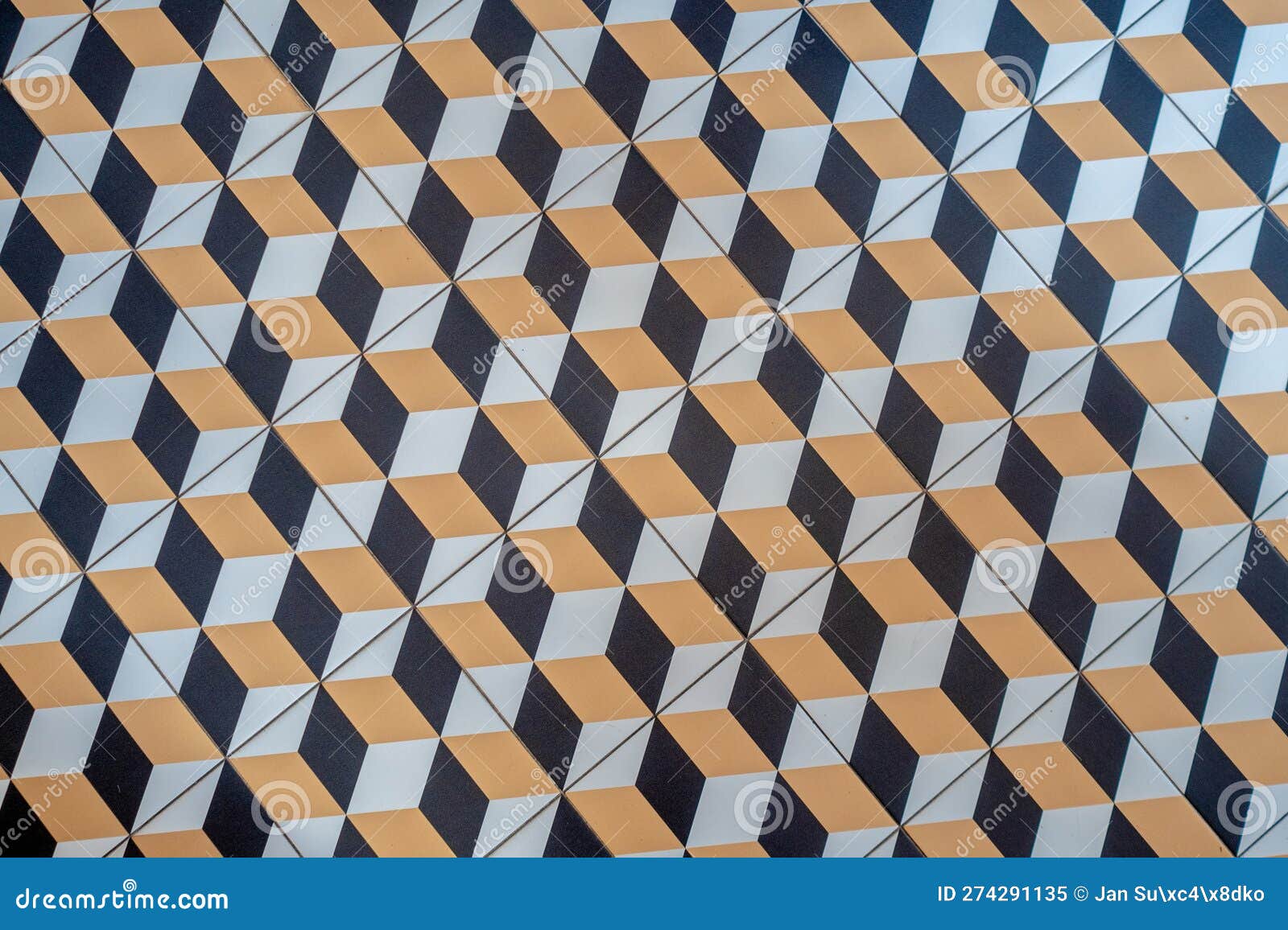 Geometric Cubic Pattern Symmetrical on Tile Floor, Typical Madeira ...