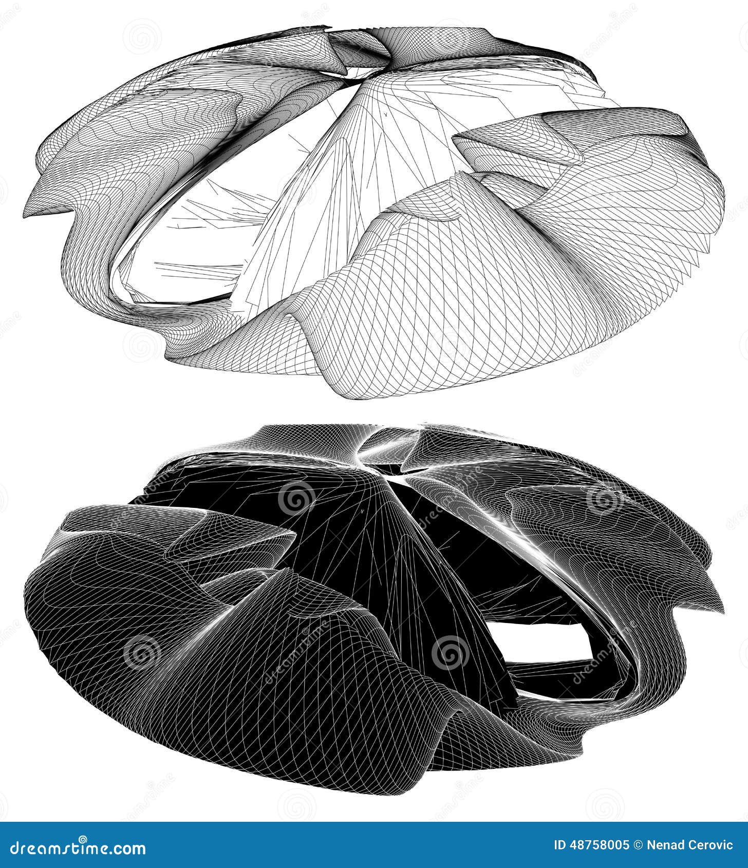 Geometric Curved Organic Wireframe Shape Vector Stock Vector ...