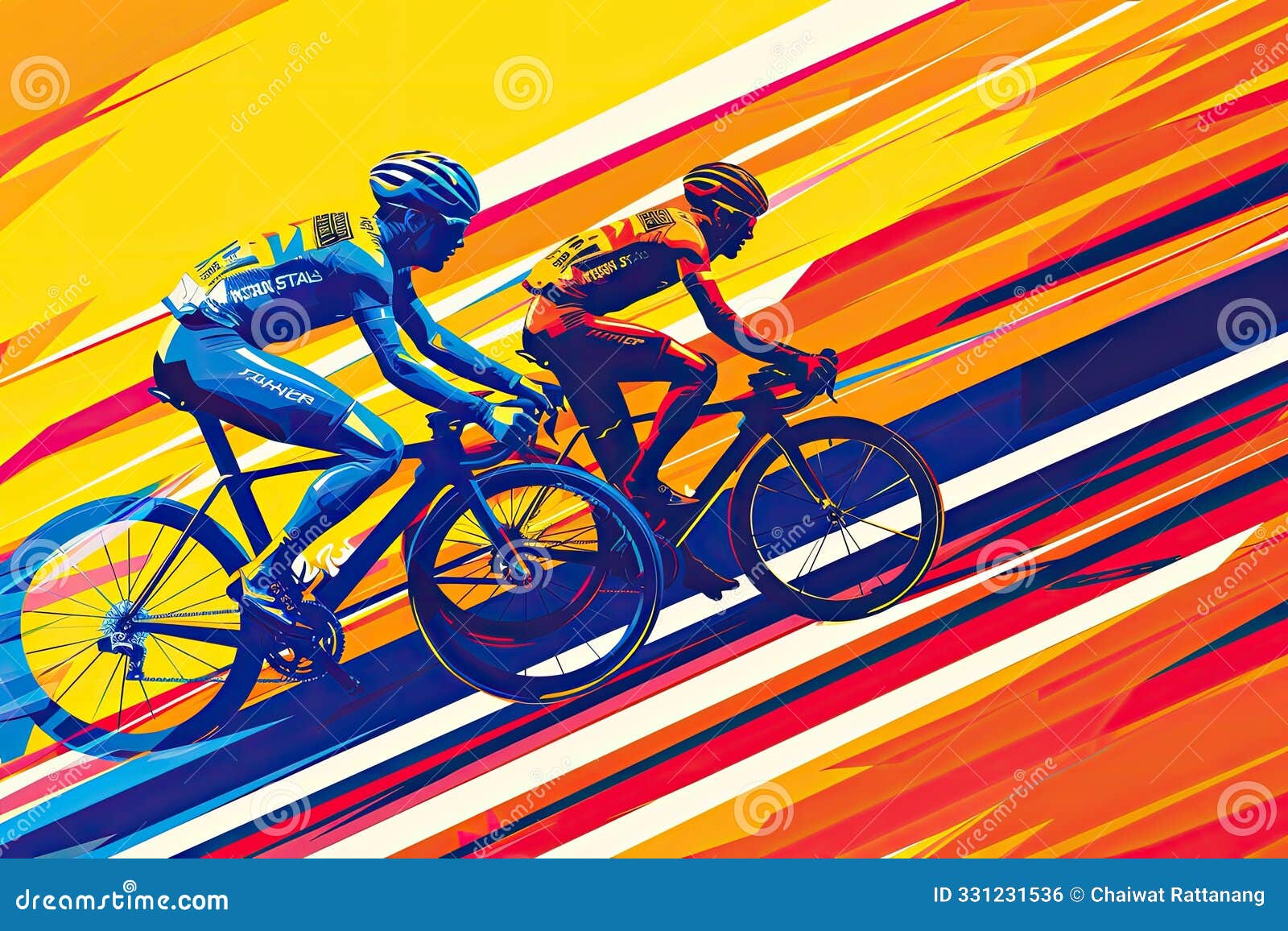 Geometric Cyclists Racing To the Finish Line on Intense Gradient ...