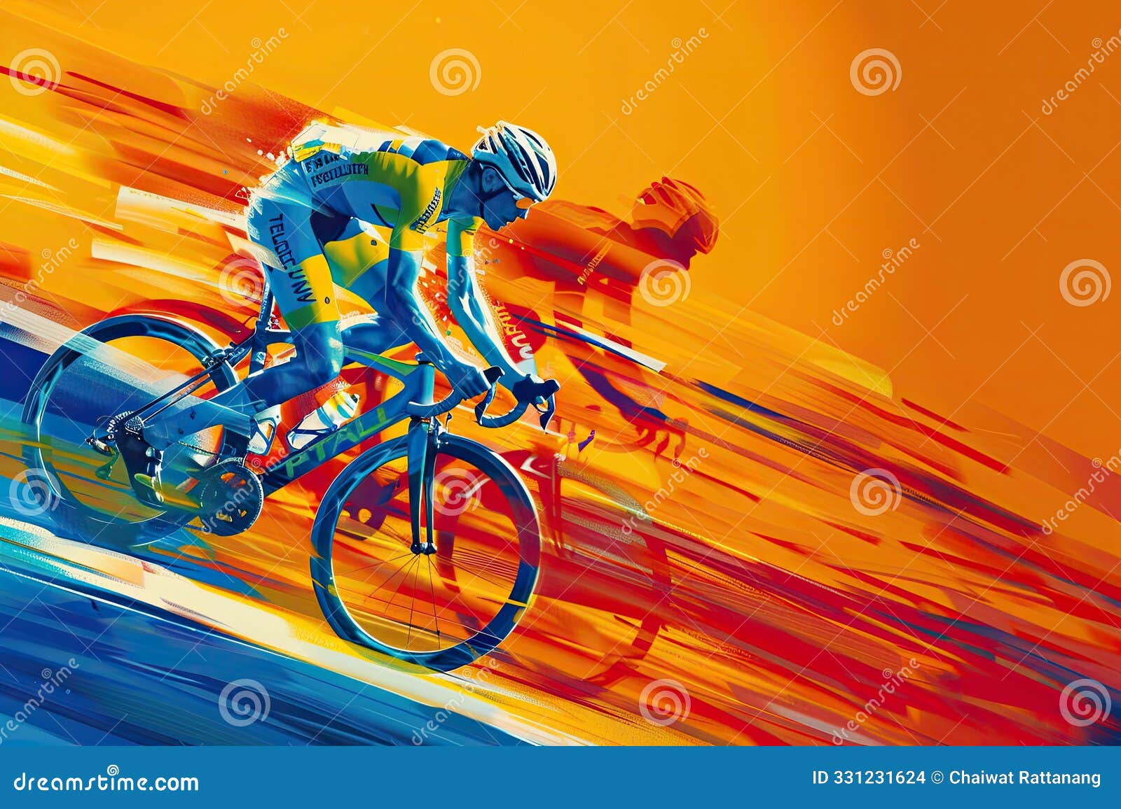 Geometric Cyclists Racing Towards Finish Line in Intense Competition on ...