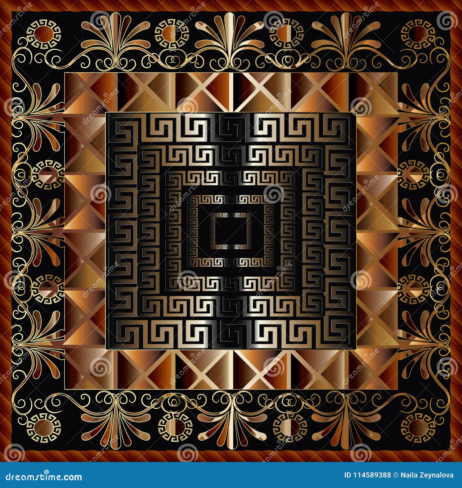 Geometric 3d Greek Panel Pattern. Vector Ornate Abstract Background ...