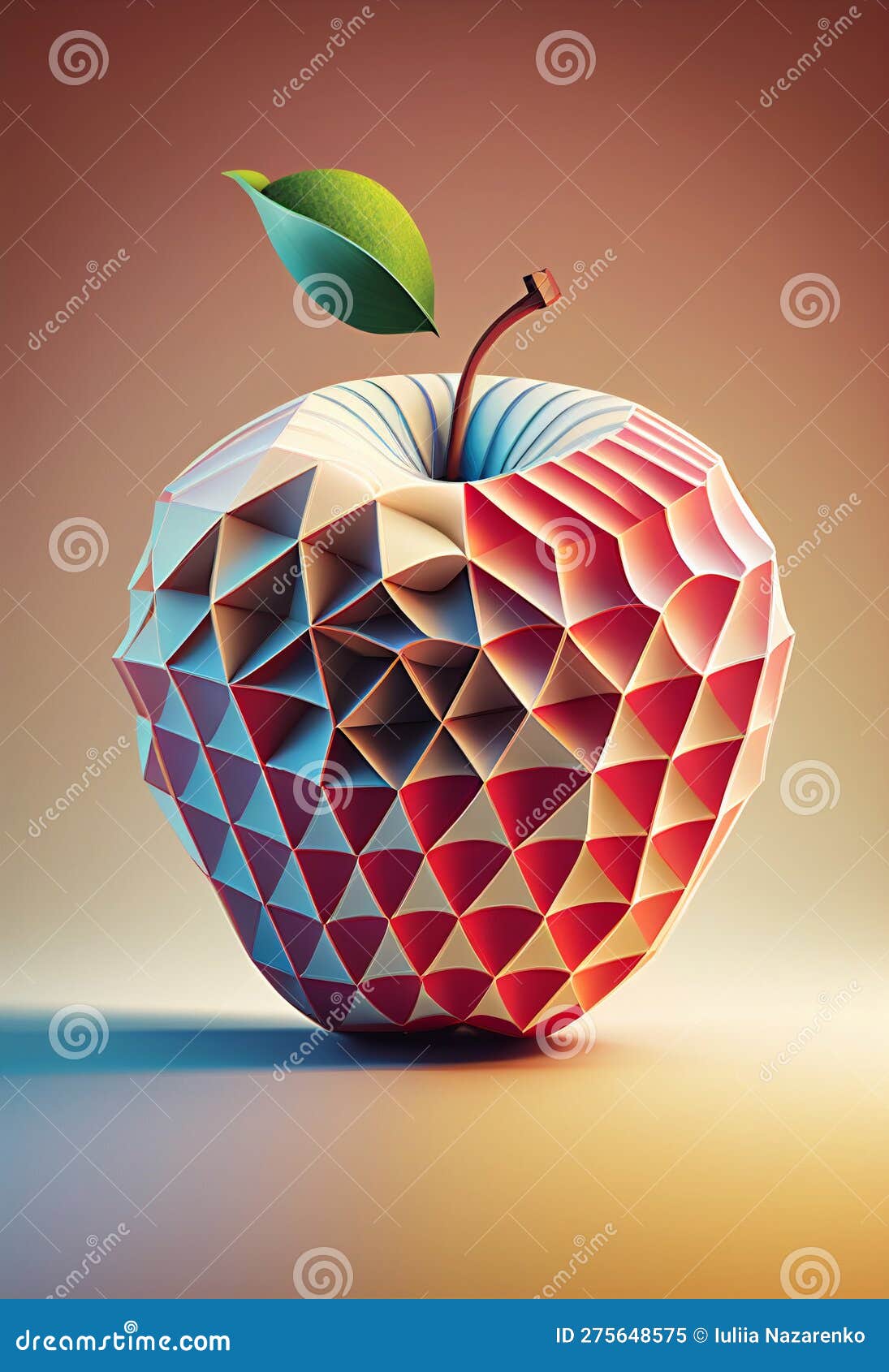 Geometric 3D Image of an Apple. AI Generated Stock Illustration ...
