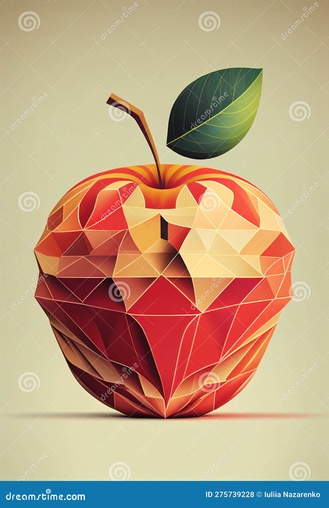 Geometric 3D Image of an Apple. AI Generated Stock Illustration ...