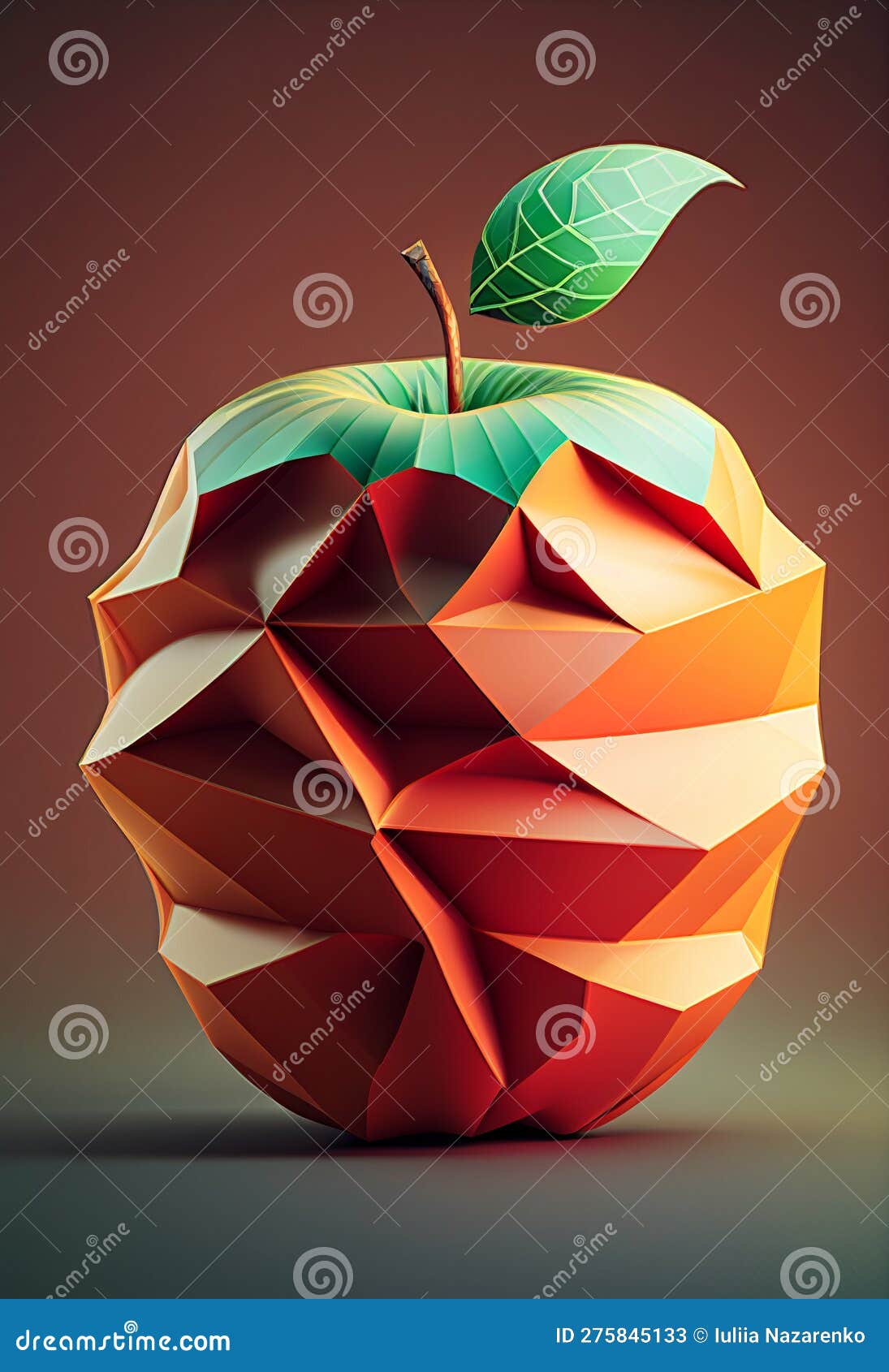 Geometric 3D Image of an Apple. AI Generated Stock Illustration ...
