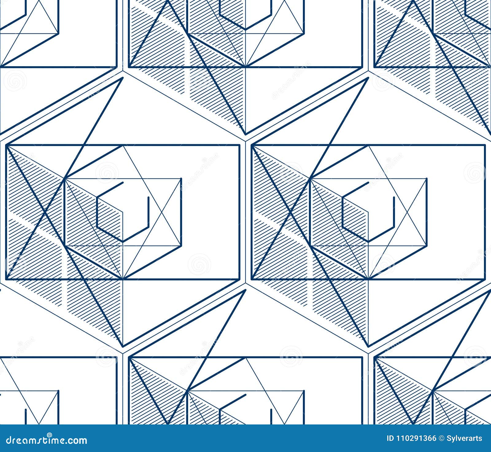 Geometric 3d Lines Abstract Seamless Pattern, Vector Background. Stock ...