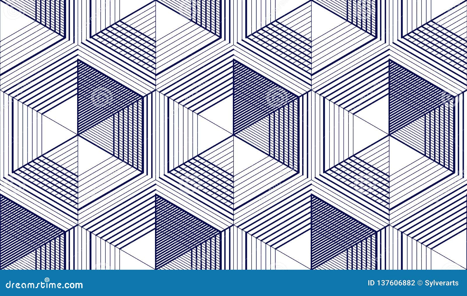 Geometric 3d Lines Abstract Seamless Pattern, Vector Background ...