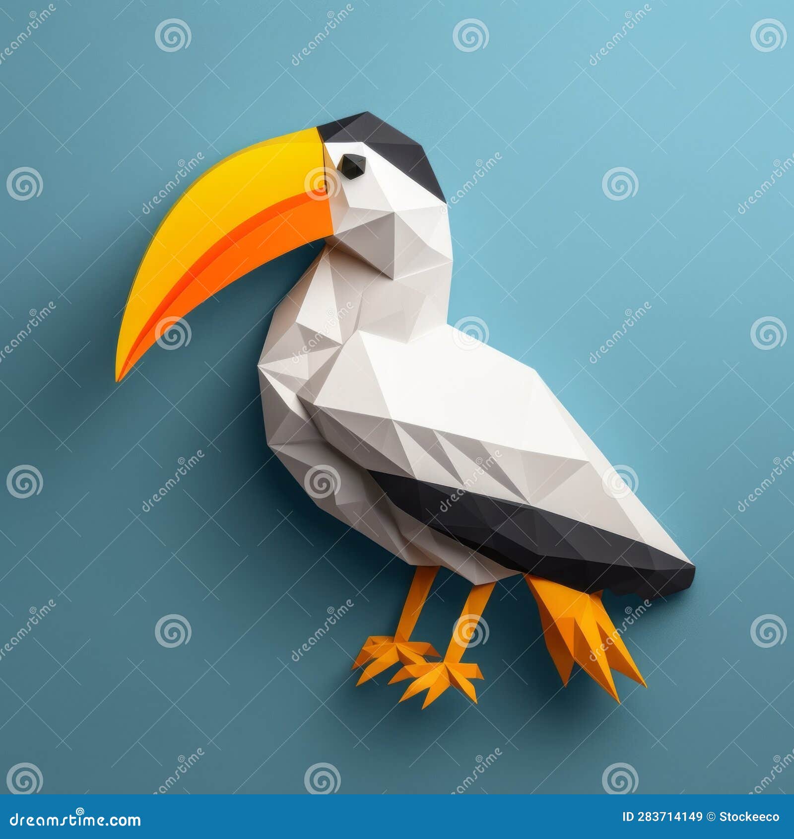 Geometric 3d Model Illustration of Toucan: Embossed Paper Craft Stock ...