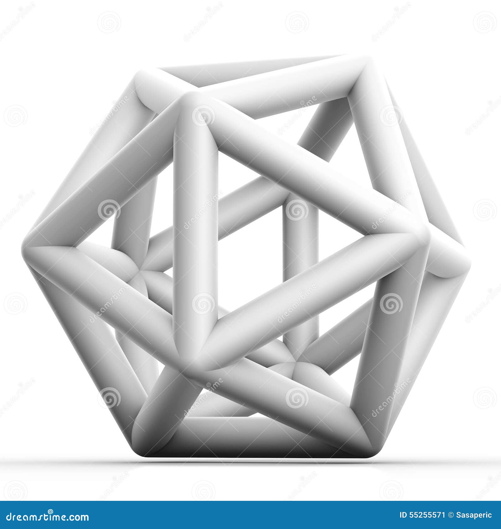 Geometric 3D Object on White Stock Illustration - Illustration of ...