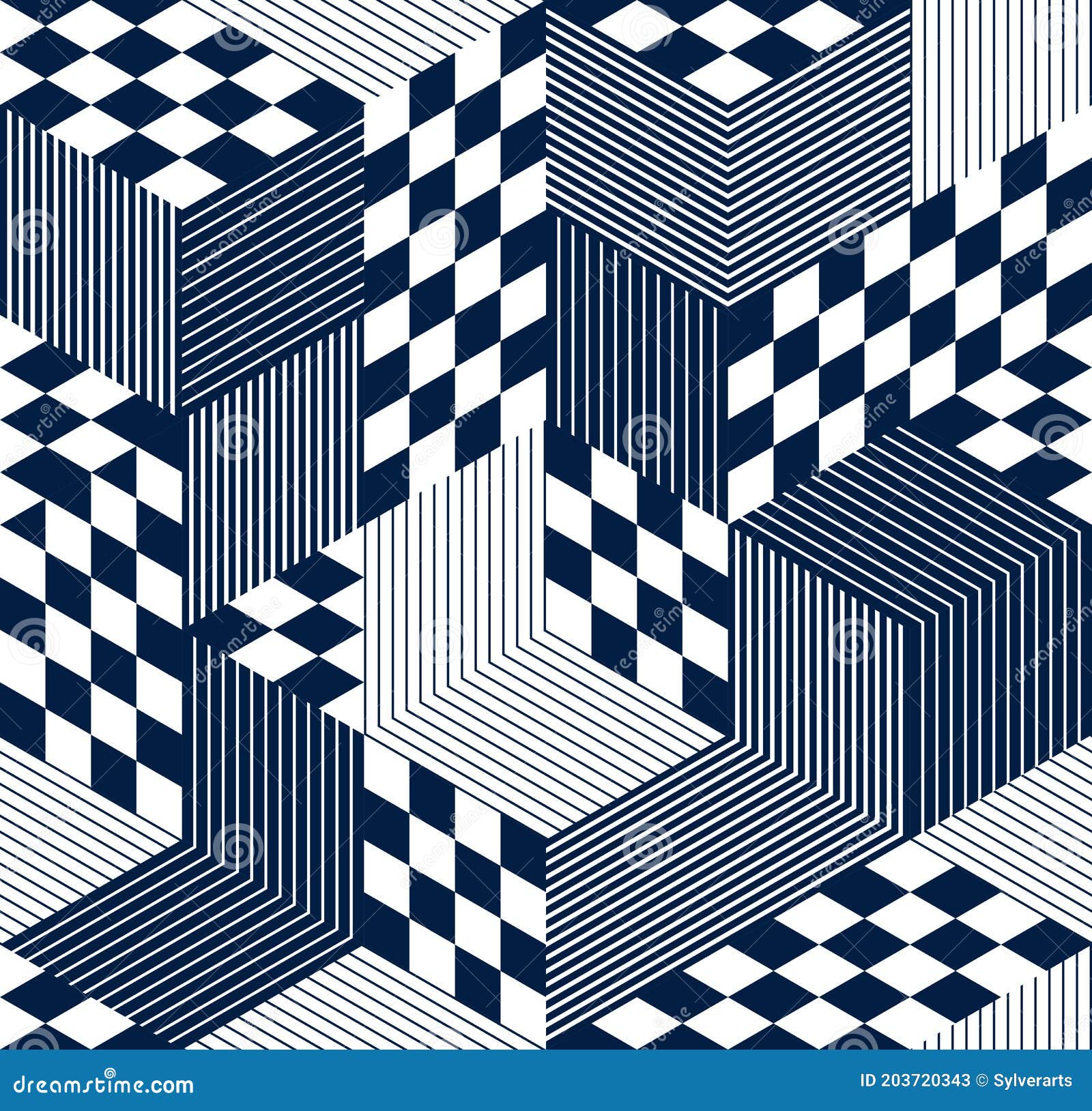 Geometric 3D Seamless Pattern with Cubes, Rhombus and Triangles Boxes ...