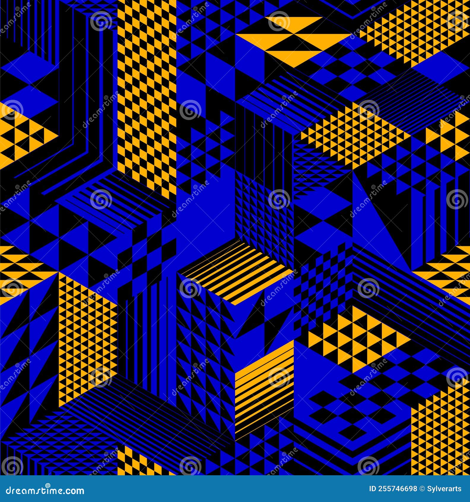 Geometric 3D Seamless Pattern with Cubes, Rhombus and Triangles Boxes ...
