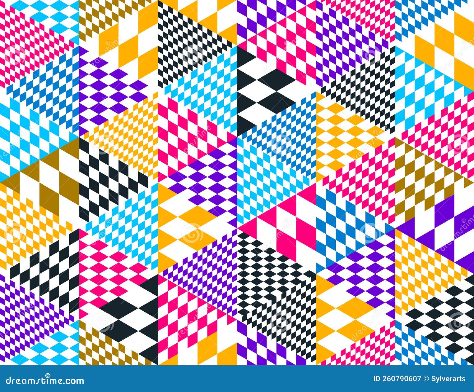 Geometric 3D Seamless Pattern with Cubes, Rhombus and Triangles Boxes ...