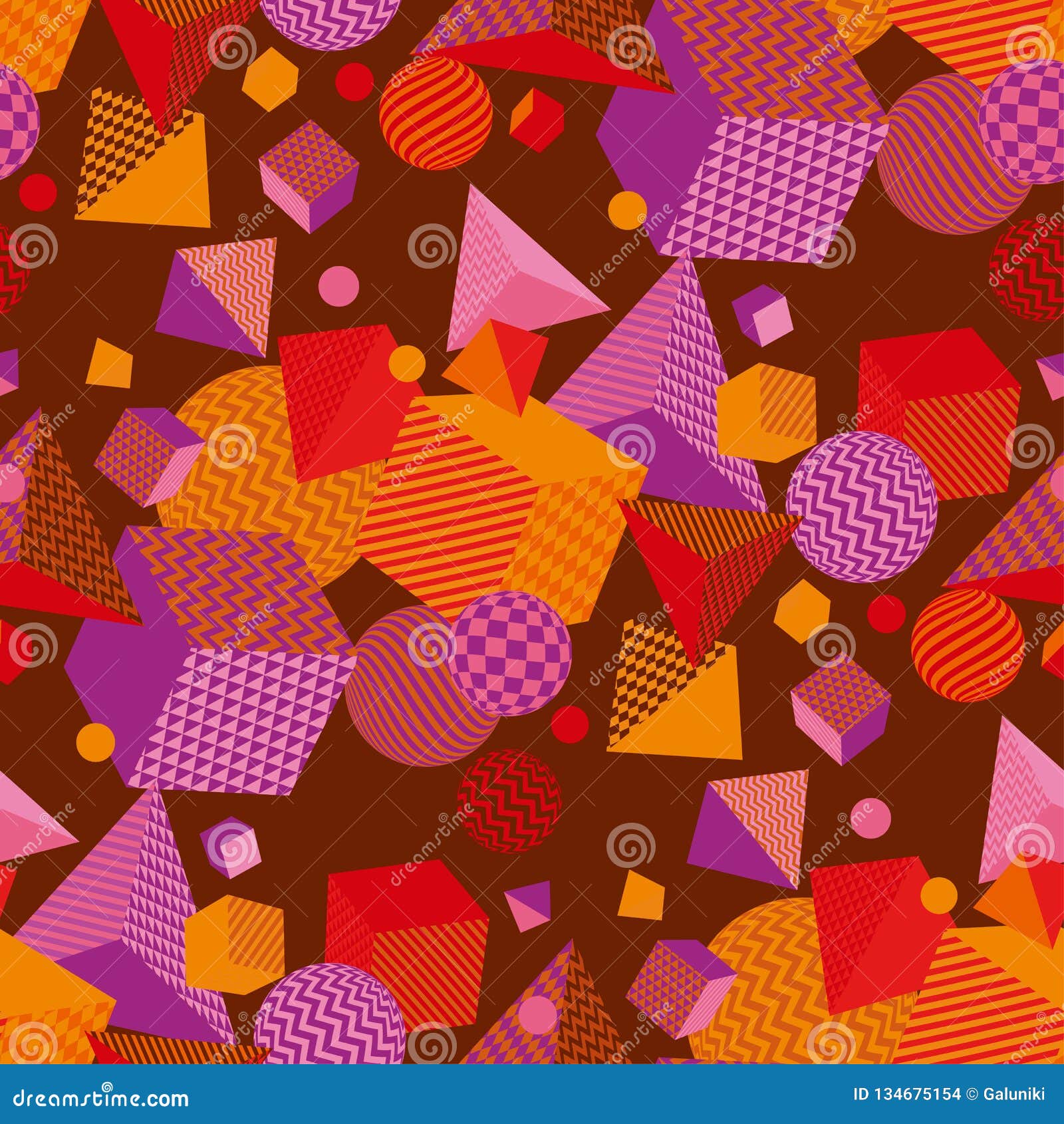 Geometric 3d Shapes Color Seamless Vector Pattern Stock Vector ...