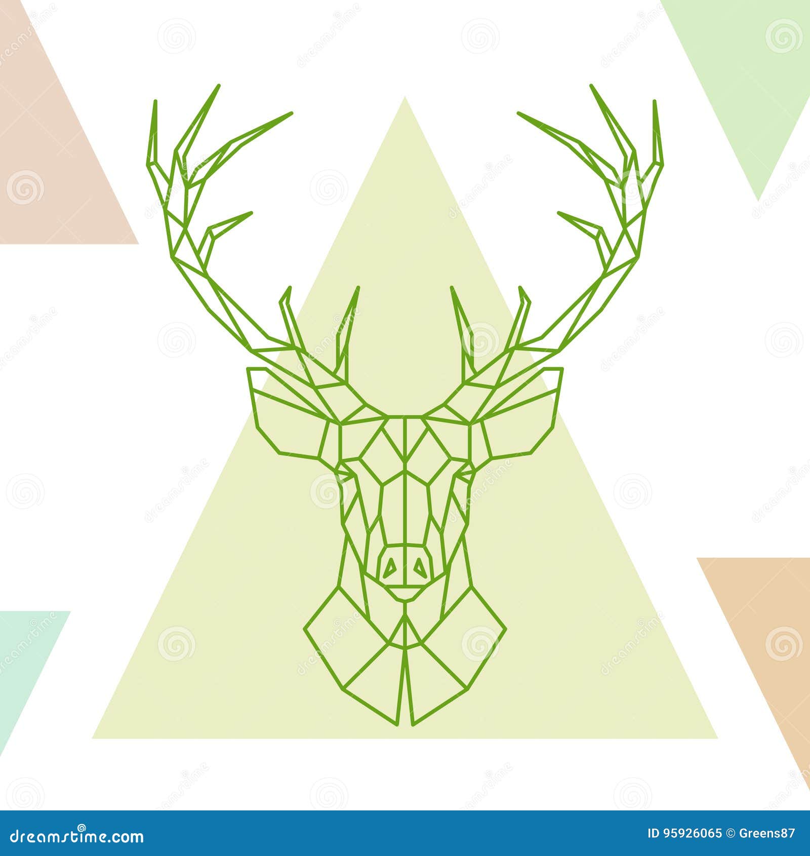 Geometric Deer Head on Colorful Triangles. Stock Vector - Illustration ...