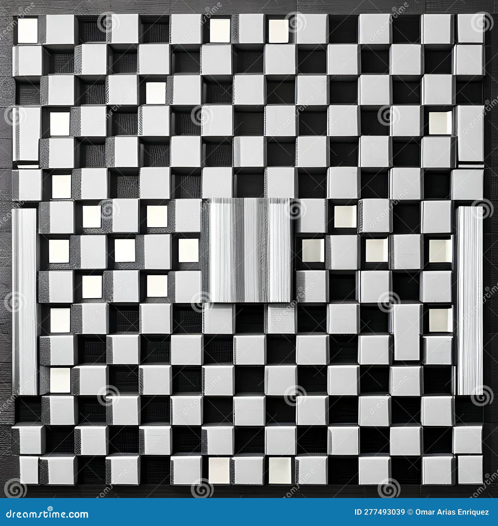 A Geometric Design with Squares and Rectangles Arranged in a Checkerboard Pattern, in Shades of ...