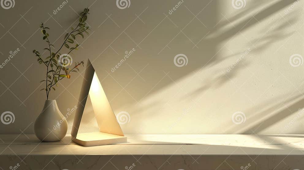 A Geometric Desk Lamp with a Triangular Base and a Cylindrical ...