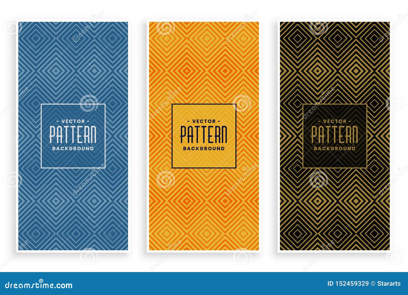 Geometric Diamond Shape Lines Abstract Pattern Banners Set Stock Vector ...