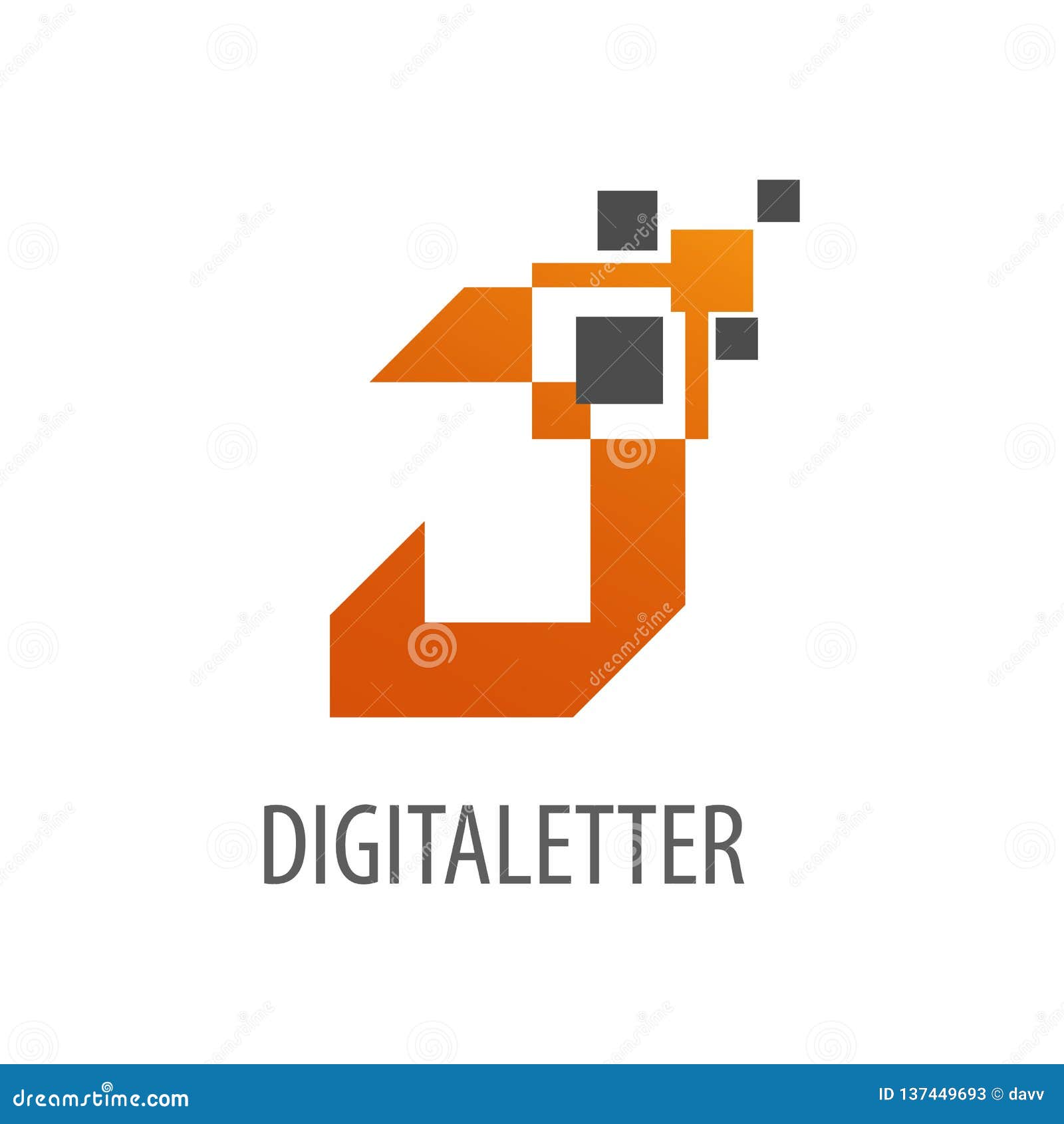 Geometric Digital Pixel Initial Letter J Logo Concept Design. Symbol ...