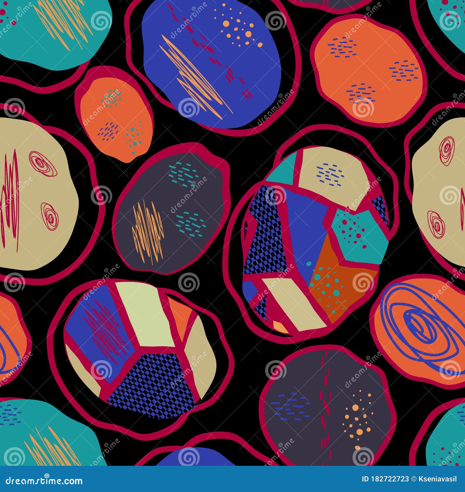 Geometric Doodle Seamless Pattern Stock Vector - Illustration of circle ...