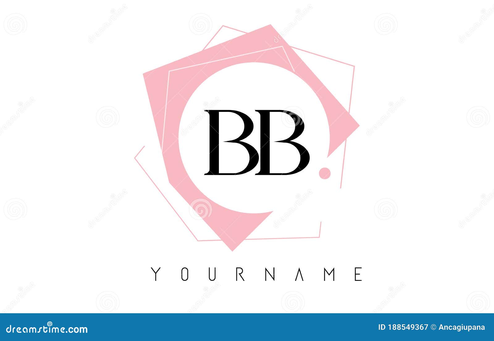Geometric Double BB B Letters with Pastel Pink Color Logo Design with ...