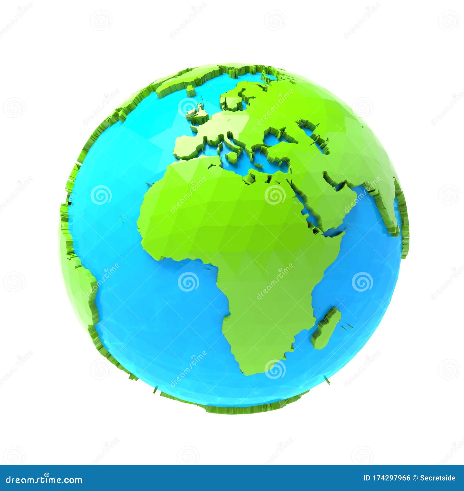 Geometric Earth Globe on White Background 3D Rendering Stock ...