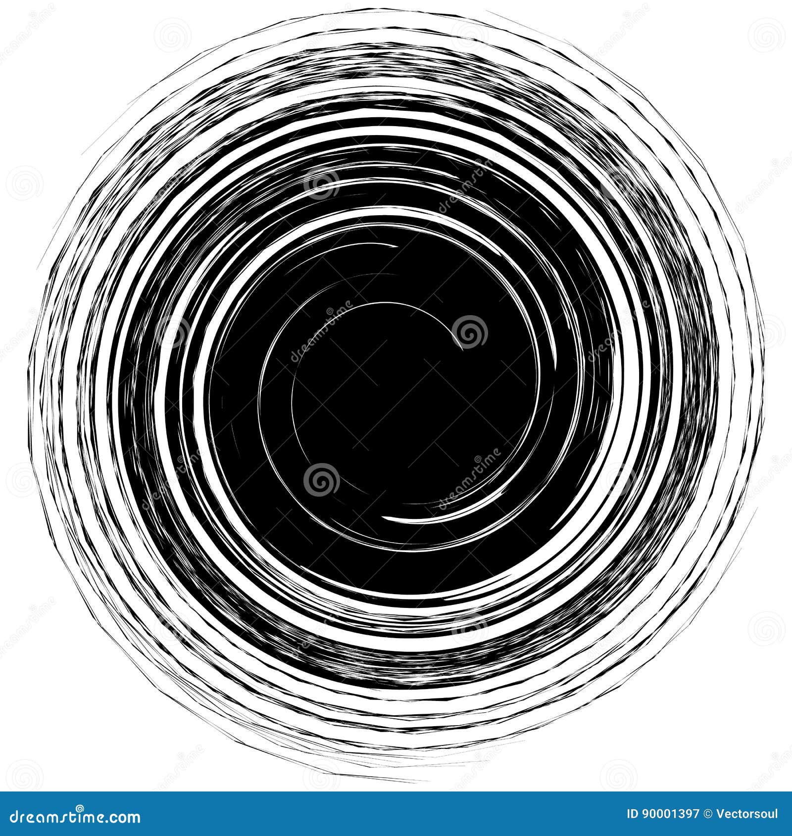 Geometric Edgy Spiral Shape. Swirl, Vortex with Textured Concentric ...