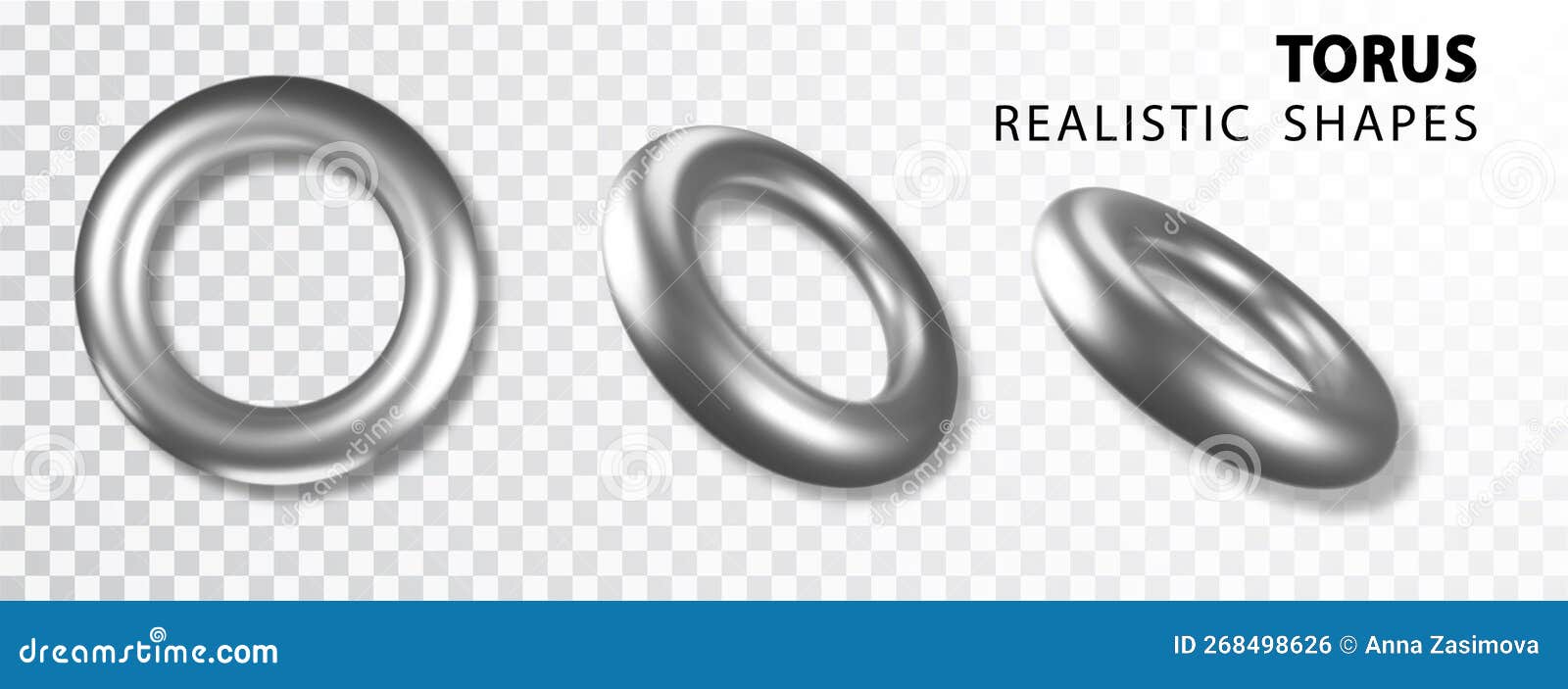 Geometric Element in Shape of Silver 3d Torus. Round Realistick Ring ...