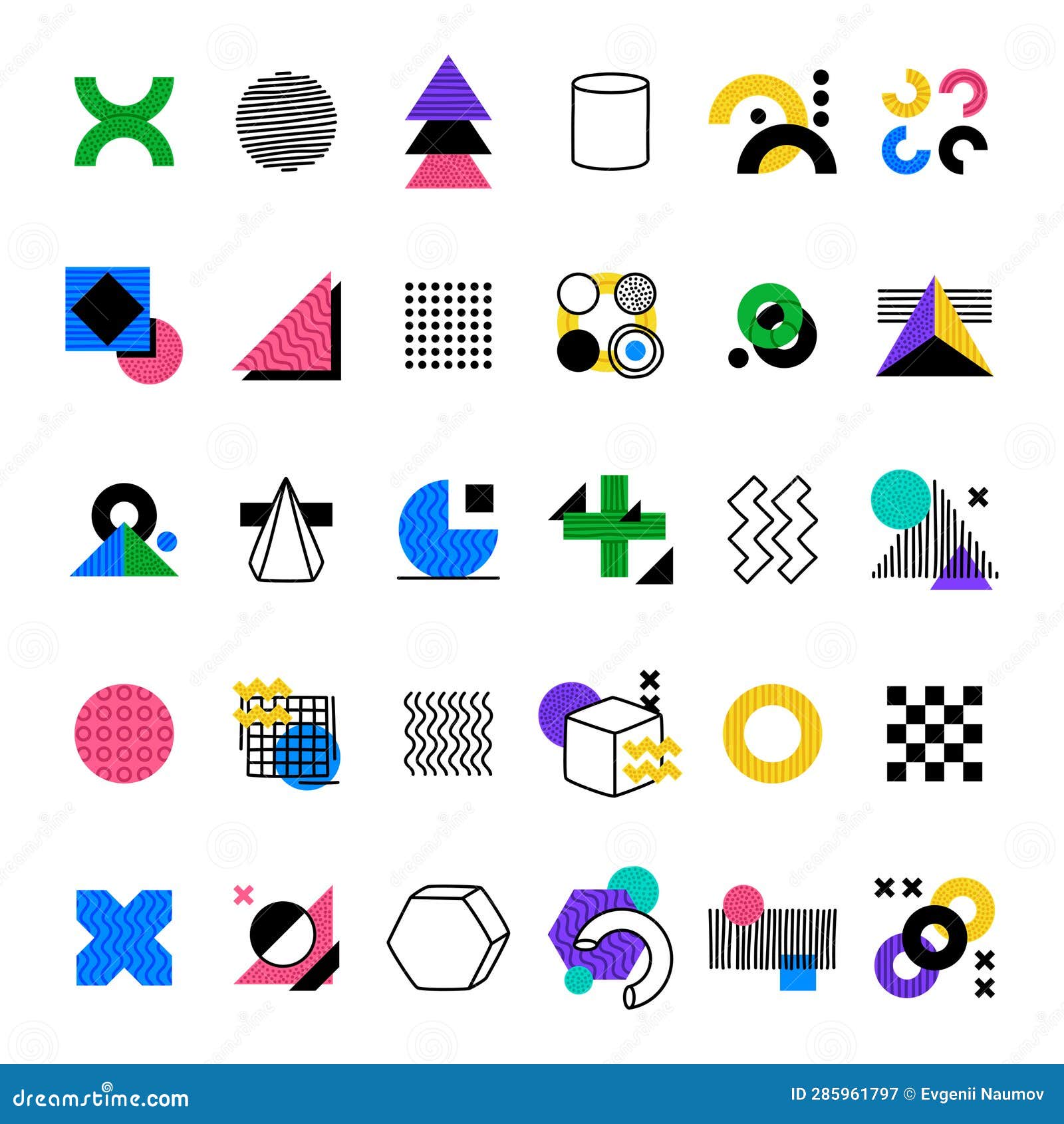 Geometric Elements and Shapes for Creative Design Vector Set Stock ...