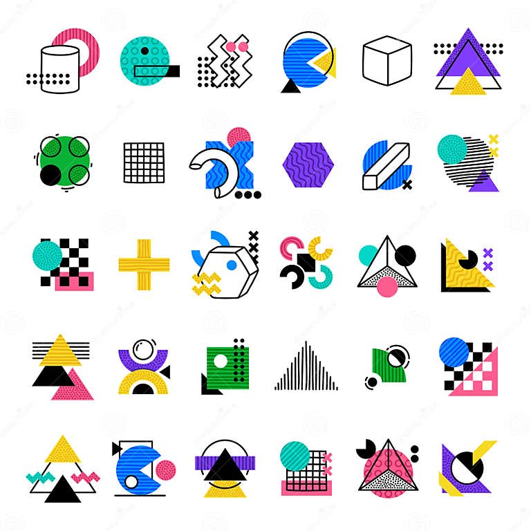 Geometric Elements and Shapes for Creative Design Vector Set Stock ...