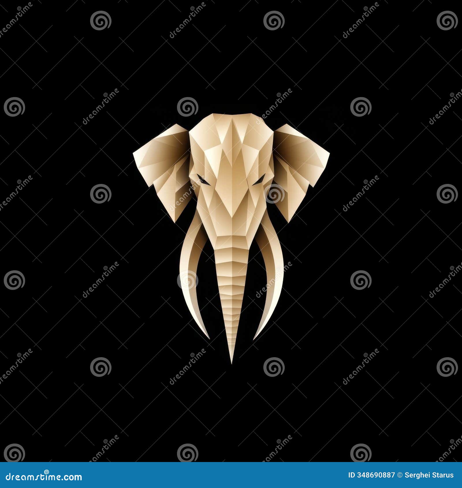 Geometric Elephant Head Design with Sharp Angles on a Black Background ...