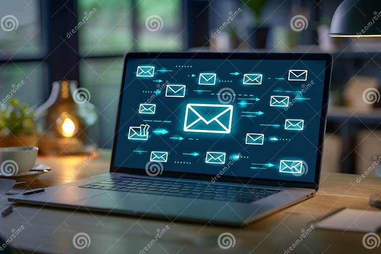 Geometric Envelopes Representing Emails Listed on Laptop Screen in ... Geometric Envelopes Representing Emails Listed on Laptop Screen in ...