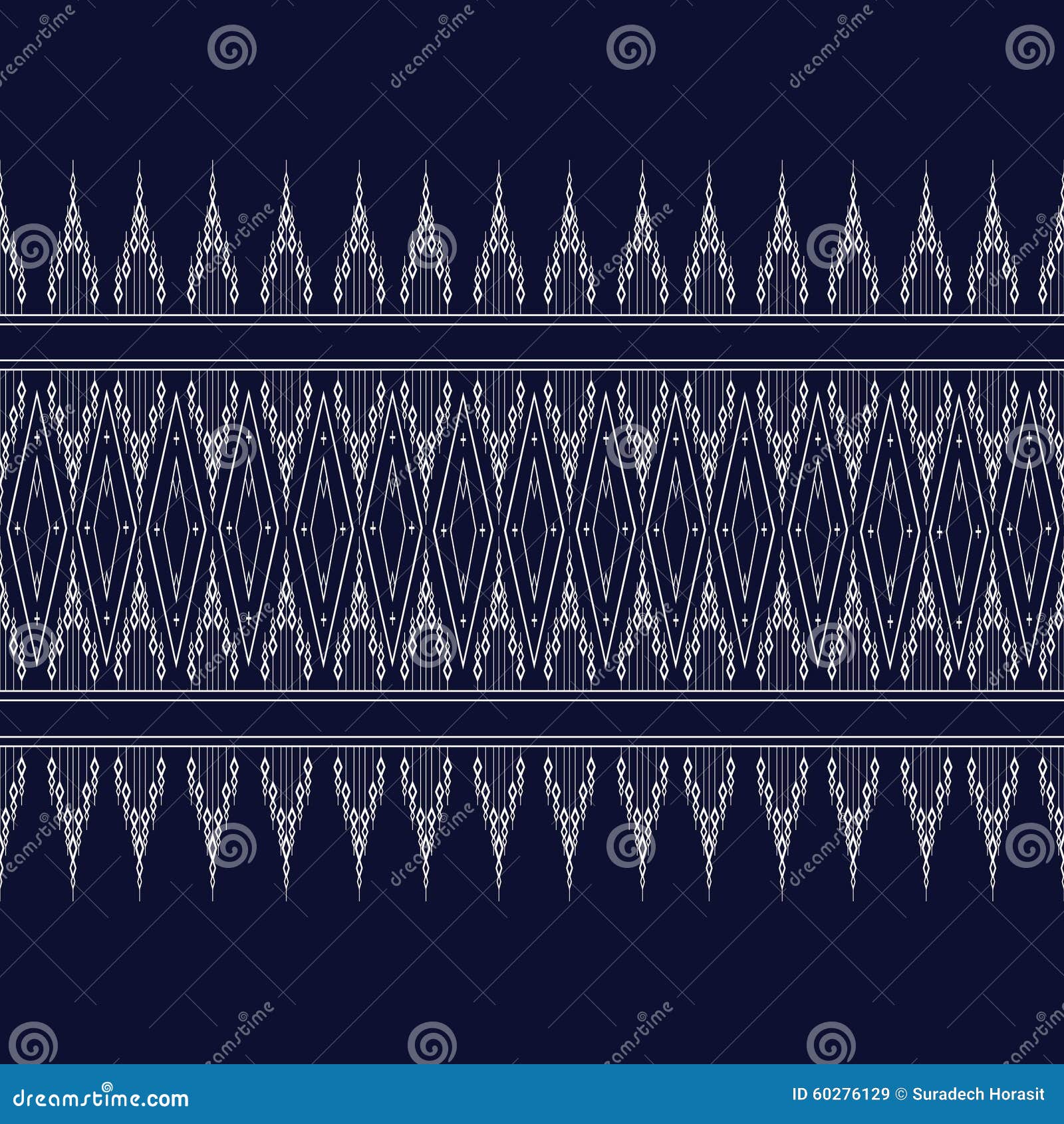 Geometric Ethnic Pattern on Dark Blue Stock Illustration - Illustration ...