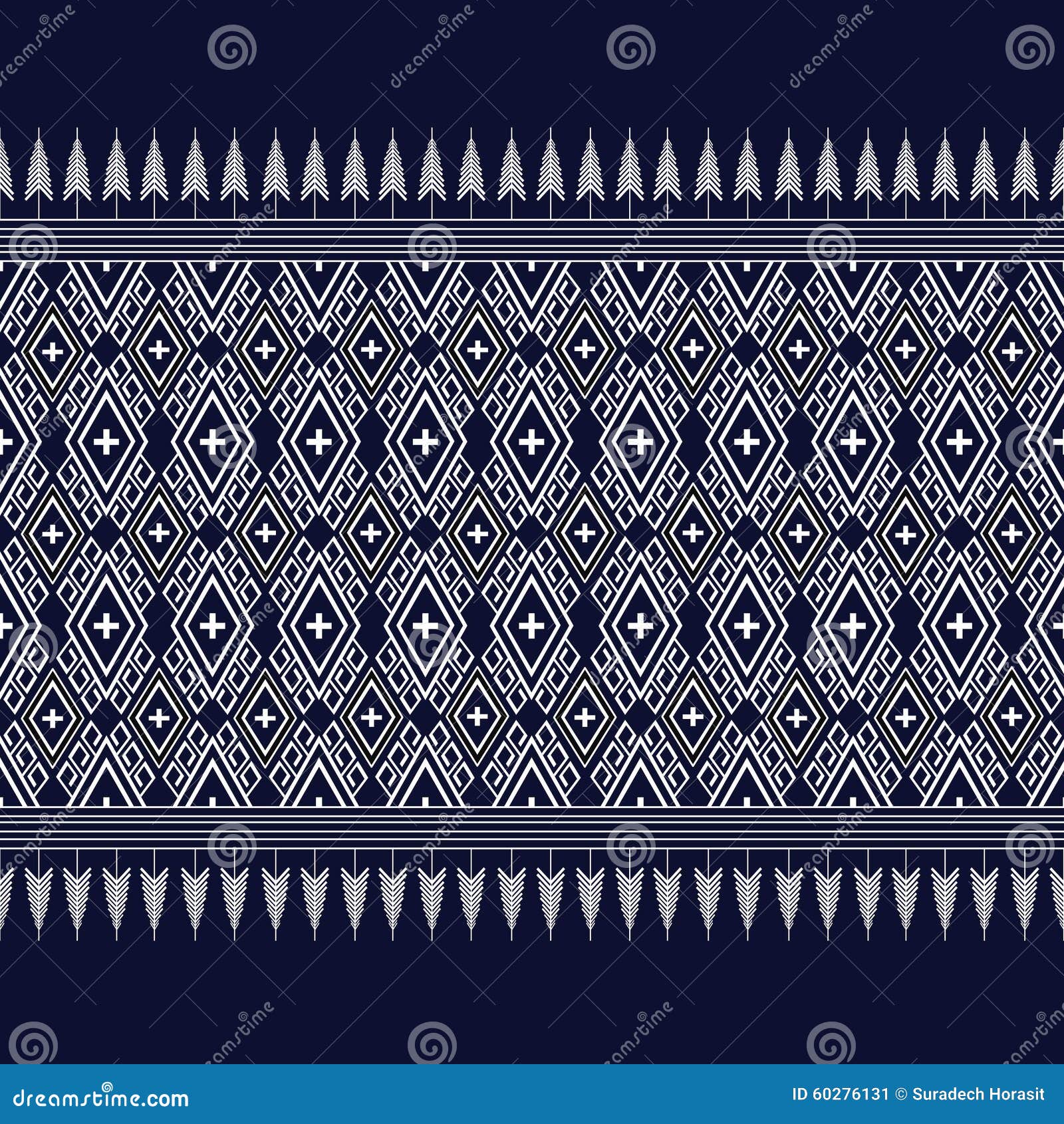 Geometric Ethnic Pattern on Dark Blue Stock Illustration - Illustration ...