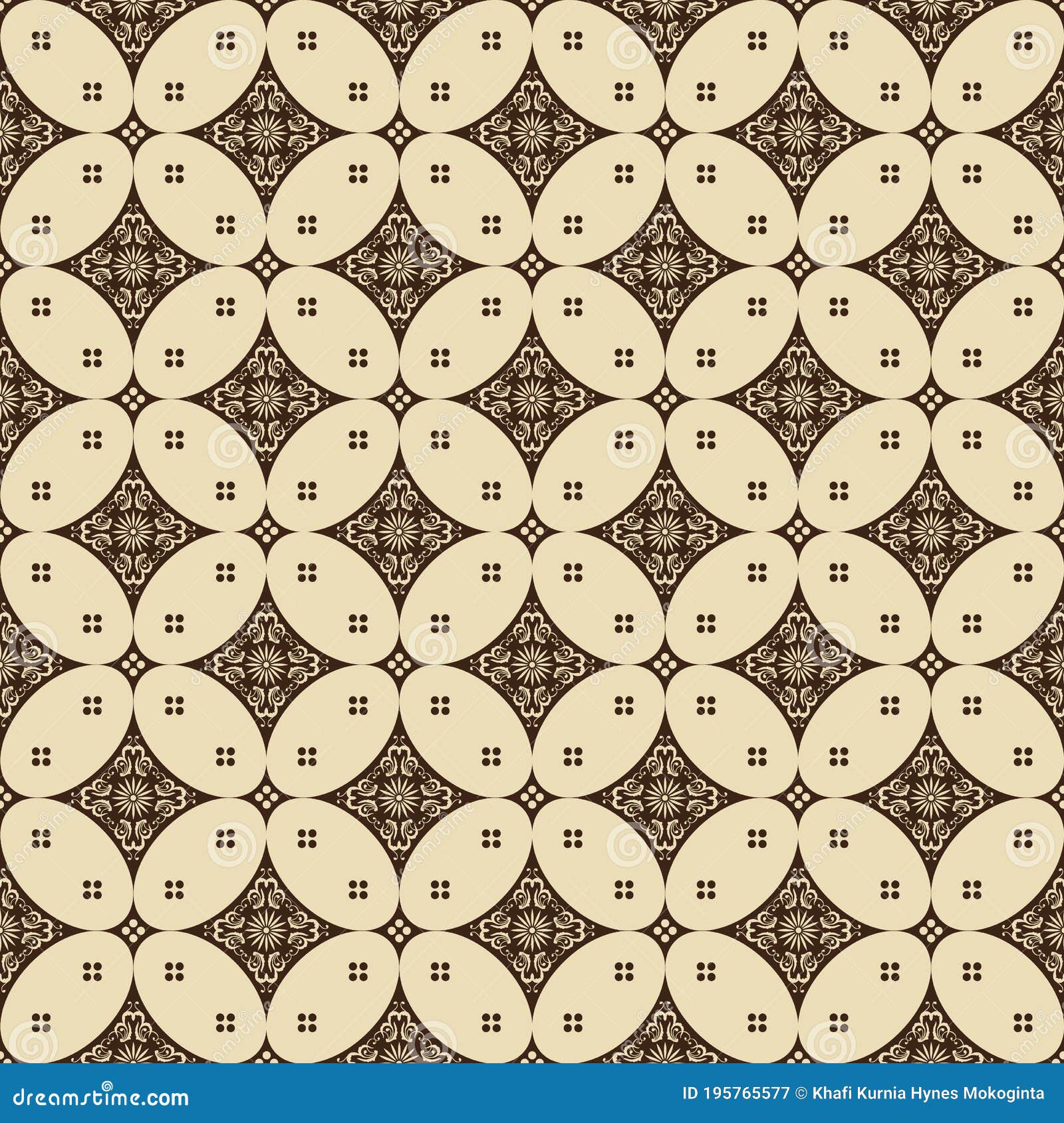 Geometric Ethnic Pattern on Javanese Batik with Elegant Cream Color ...
