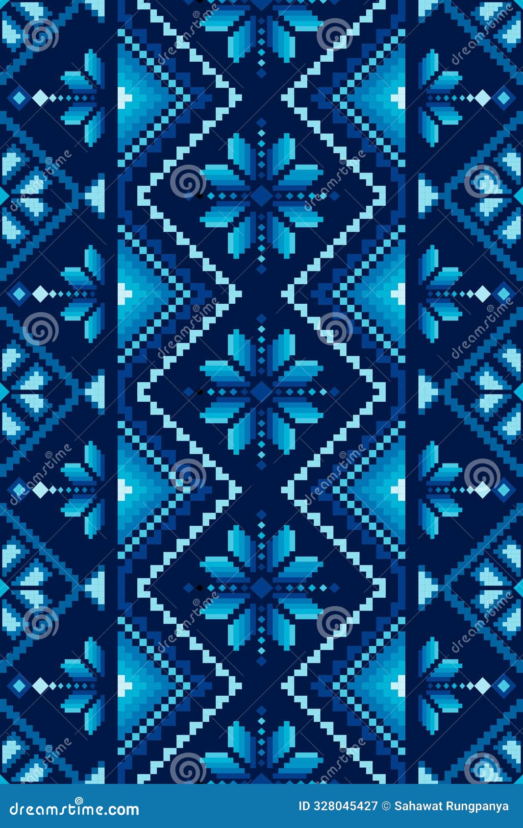 Geometric Ethnic Pixel Pattern on Navy Blue Background Stock Vector ...